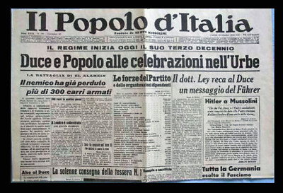 IL POPOLO D’ITALIA - Fondato da Benito Mussolini – 29 ottobre 1942 EUR ...
