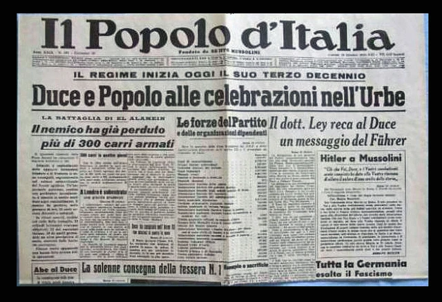 IL POPOLO D’ITALIA - Fondato da Benito Mussolini – 29 ottobre 1942 EUR ...