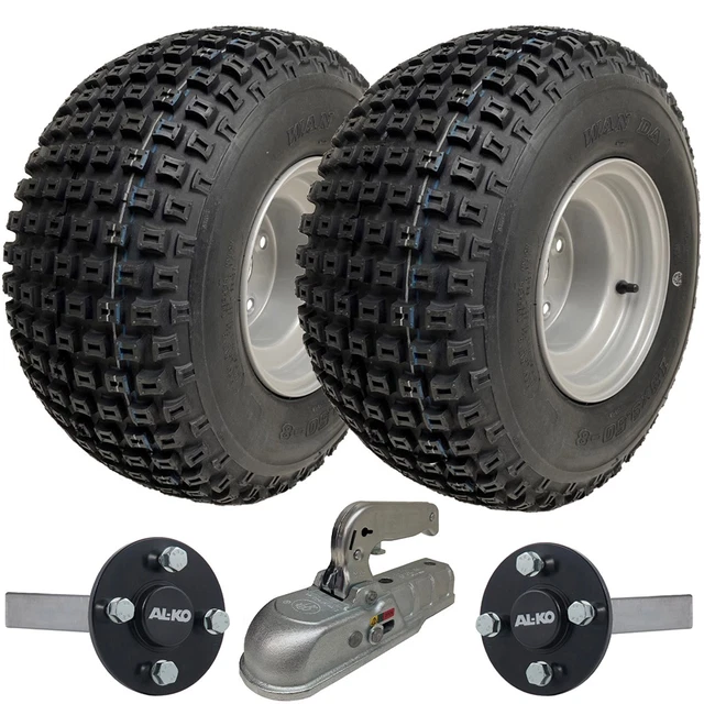18X9.50-8 ATV QUAD Trailer Kit, Knobby Wheels AL-KO Hub & Stub Axles ...