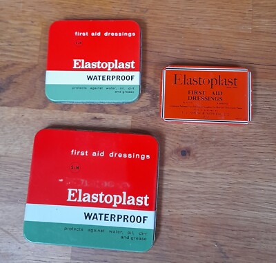VINTAGE ELASTOPLAST TINS FEATURING SMITH & NEPHEW DETAILING x 3 GREAT ...