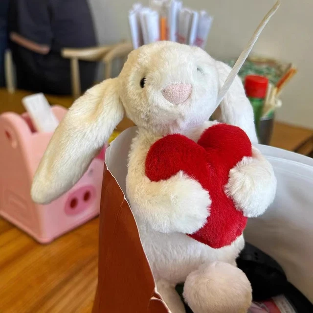 LOVE HEART JELLYCAT Bashful Red Bunny 31cm Soft Plush New with Tag Gift ...