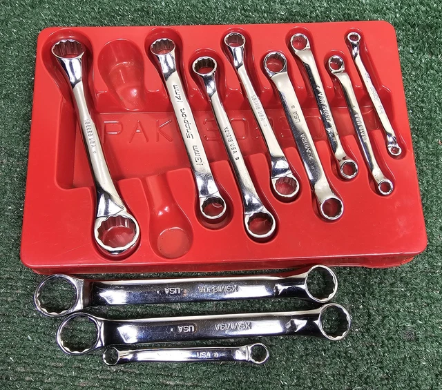 SNAP-ON 11 PIECE 12-Point SAE Short 10° Offset Box Wrench Set (3/16" to ...