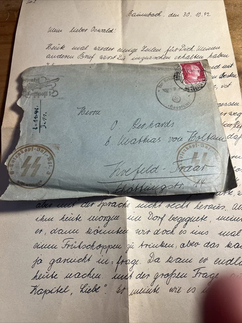 WORLD WAR II, German Feldpost Letter from Soldier or family Third Reich ...