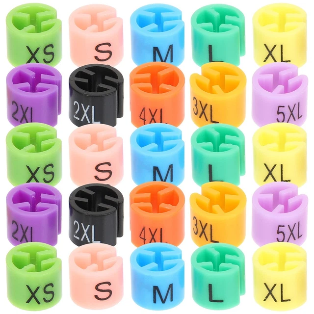 200 PCS COLOR-CODED Clothes Rack Clothing Size Tag Hanger Number ...