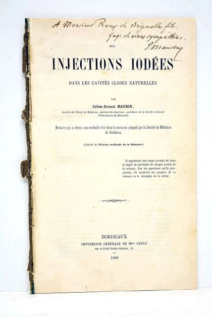 LIVRE ANCIEN INJECTIONS Iodees Cavites Closes Naturelles 1860 EUR 35,00 ...