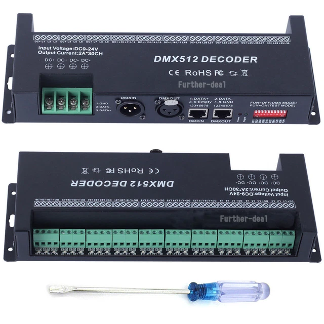 30 CHANNEL DMX 512 RGB LED strip controller dmx decoder dimmer driver ...