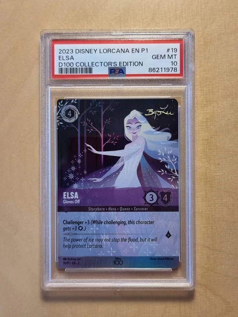 PSA 10 GEM Mint Disney LORCANA Elsa Gloves Off Enchanted D100 Collector ...