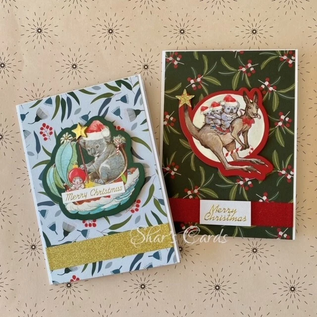 MAY GIBBS AUSTRALIAN CHRISTMAS CARD, Kangaroo and Koala theme, Set of 2 ...