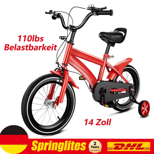 14 ZOLL KINDERFAHRRAD Mädchen Jungen Rad Fahrrad mit Stützräder ab 3-6 ...