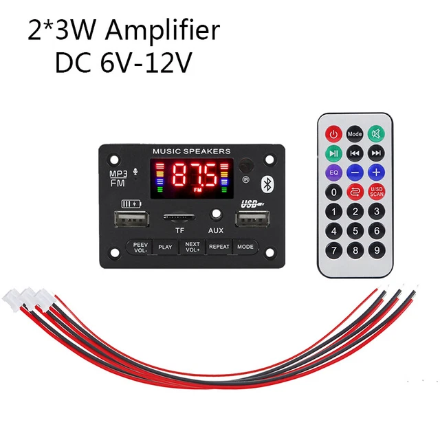 2*3W AMPLIFIER MP3 Player Decoder Board 6V-18V Bluetooth 5.0 Car FM ...