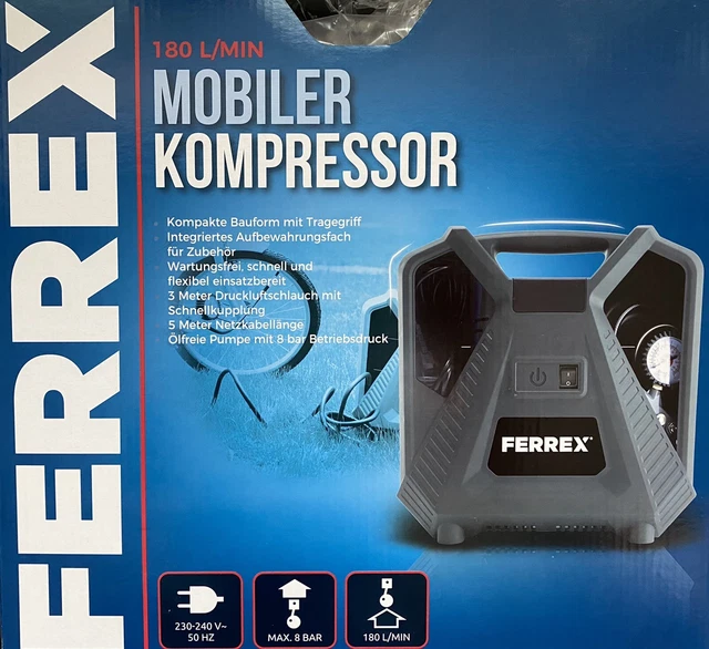 COMPRESSEUR MOBILE FERREX pistolet à air comprimé avec manomètre ...