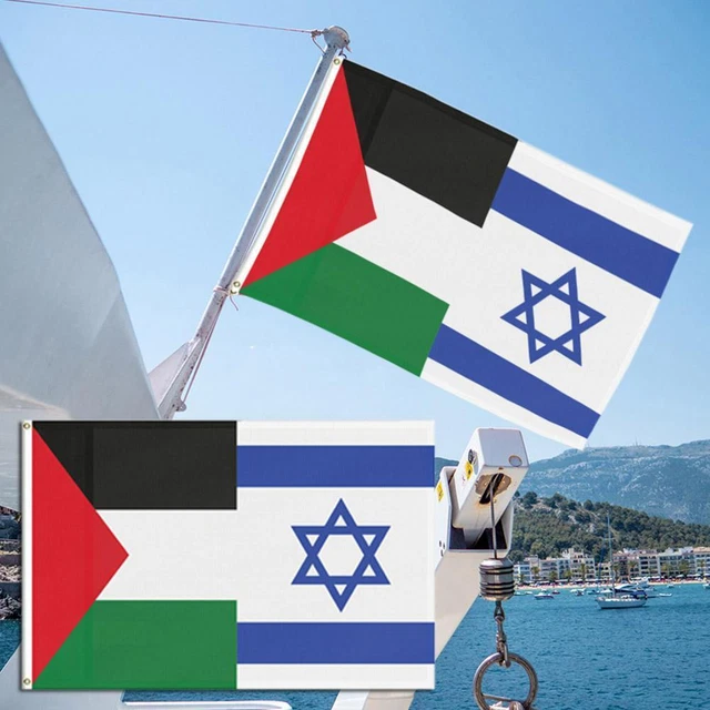 PALESTINE ISRAEL FLAG Large-Palestinian Middle East Banner--- 5x3 FT ...