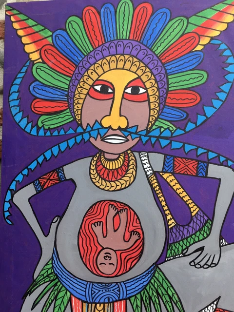 TRÈS BELLE PEINTURE Sur Toile Dessin Art Brut Outsider 2009 John Siune ...