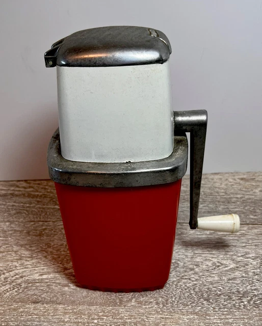 VINTAGE SWING-A-WAY TABLE Ice Crusher Manual Hand Crank Resin White ...