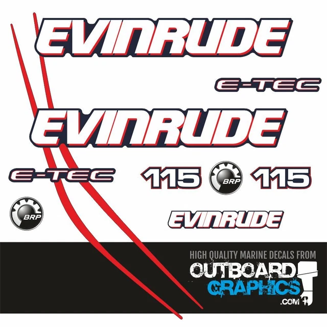 EVINRUDE 115HP ETEC / E-TEC outboard engine decals/sticker kit - blue ...