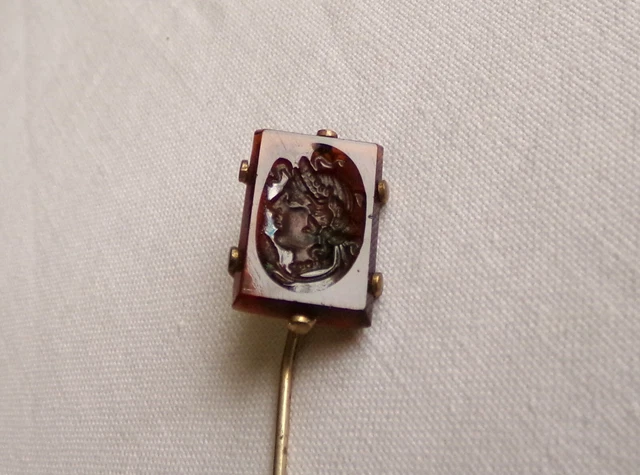 VINTAGE INTAGLIO STONE Seal Pin Medusa Head £39.00 - PicClick UK