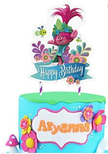 POPPY TROLLS HAPPY Birthday Cake Topper Birthday party decorations ...