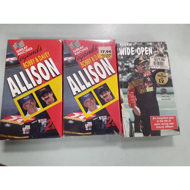 NASCAR VHS TAPES Davey Allison Great Racing Legends Runnin Wide Open £ ...