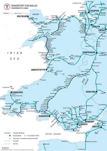 WALES TRAIN MAP (TRANSPORT FOR WALES RAIL NETWORK) 2025 - Print Your ...