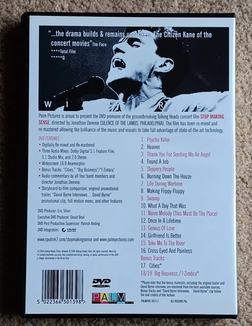 TALKING HEADS STOP Making Sense DVD by Jonathan Demme £8.66 - PicClick UK