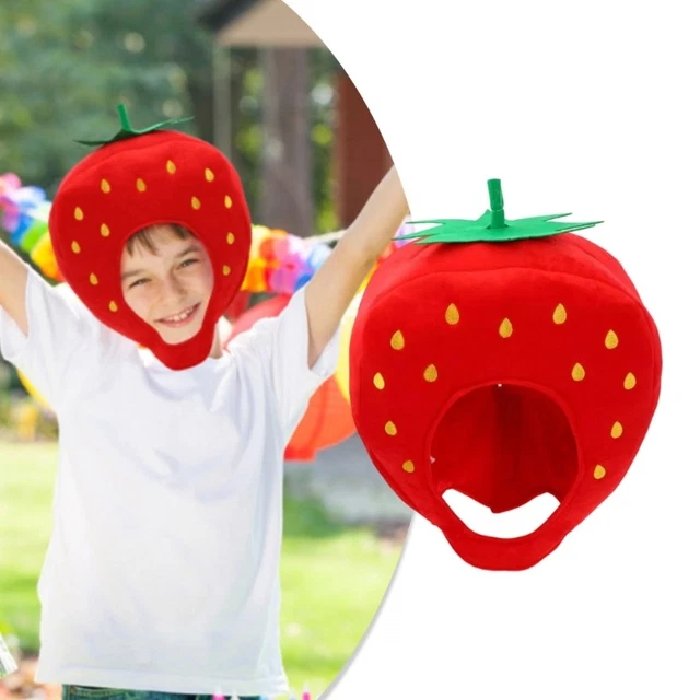 STRAWBERRY HEADGEAR PLUSH Strawberry Hat Cartoon Fruit Headgear Hat ...