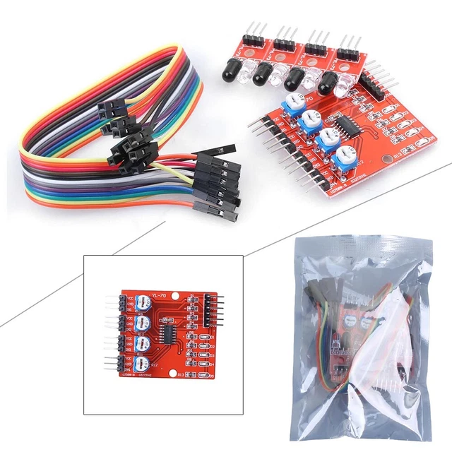 4 CHANNEL IR Infrared Detector Tracking Sensor Module Set for Arduino ...