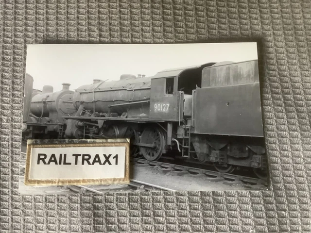 RAILWAY STEAM PHOTOGRAPH - 90127 + “4F” At Royston Shed (55D) - October ...