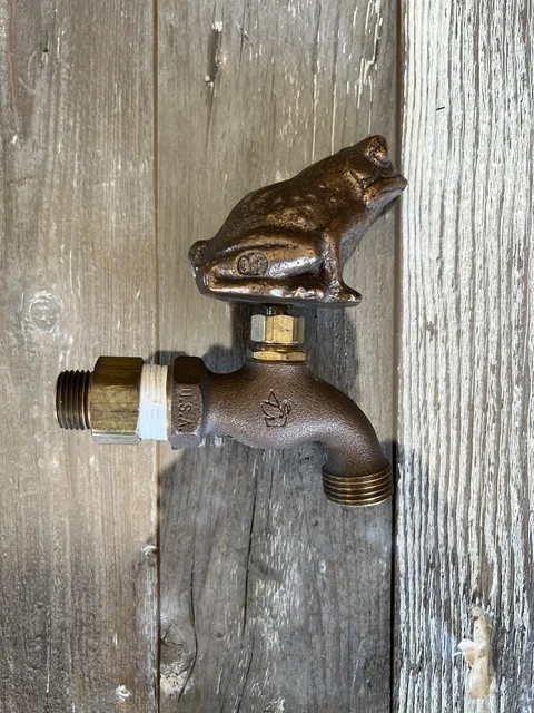 BRASS GARDEN FAUCET Hose Frog Toad Spigot Yard Water Home Decor WS USA ...