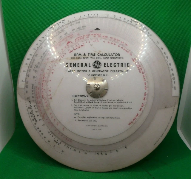 VINTAGE GE RPM & Time Calculator Dial $5.00 - PicClick