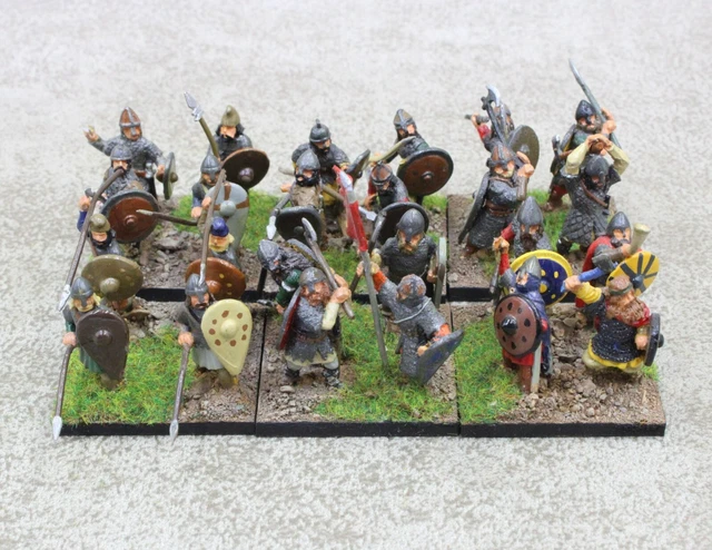 25MM DARK AGES metal SAXON INFANTRY x24 Painted Saxons Welsh Scots ...