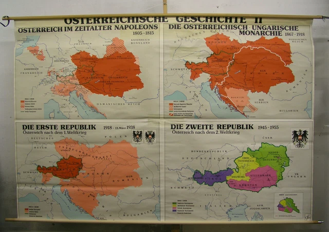 SCHOOL WALL MAP Austrian History Card 236x160 Vintage~1960 £243.83 ...