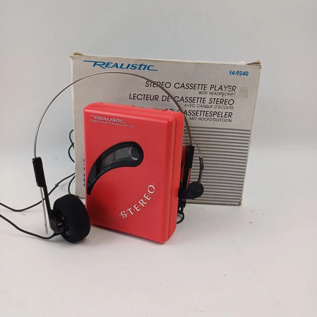 VINTAGE REALISTIC RED Portable Cassette Player Recorder Stereo SCP-215 ...