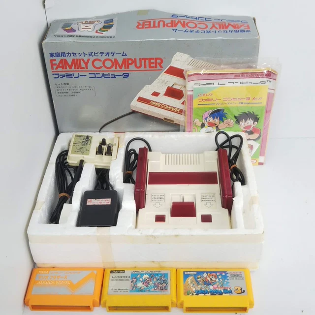 NINTENDO FAMICOM IN box Japanese original Console 3 games Super Mario ...