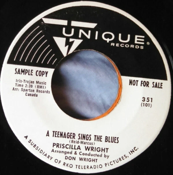 PRISCILLA WRIGHT - A Teenager Sings The Blues - Used Vinyl Record 7 ...
