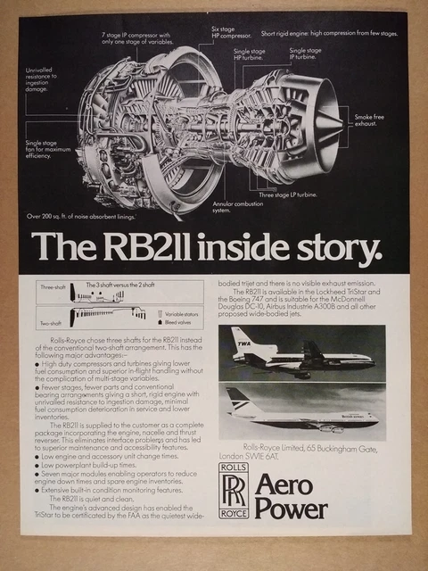 1977 ROLLS-ROYCE RB211 Jet Engine cutaway diagram vintage print Ad £7. ...