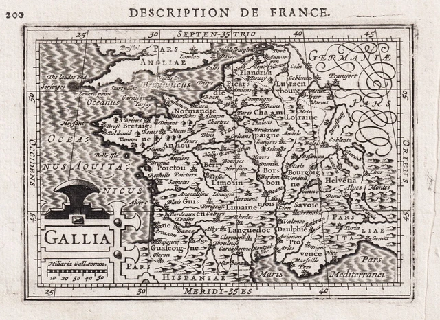 GAULE GALLIA GALLIEN France Frankreich map Karte carte Bertius Hondius ...
