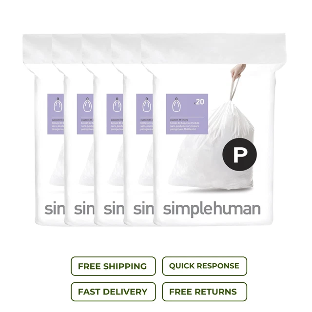 SIMPLEHUMAN CODE P 100 Count Dispenser Pack Custom Fit Liners ...