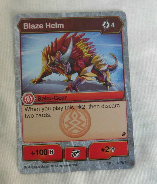 BAKUGAN ARMORED ALLIANCE PYRUS "BLAZE HELM" Baku-Gear Card +100B 105_RA_FF EUR 4,29 - PicClick FR