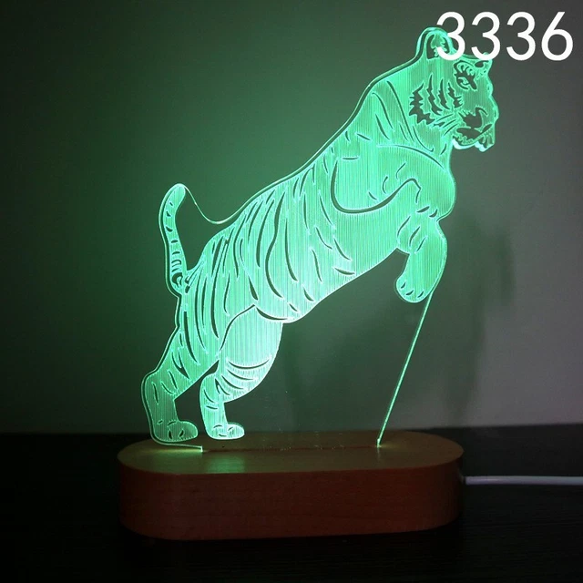 3D TIGER LIGHT 7 Color Change LED Desk Table Lamp Touch Room Oval ...