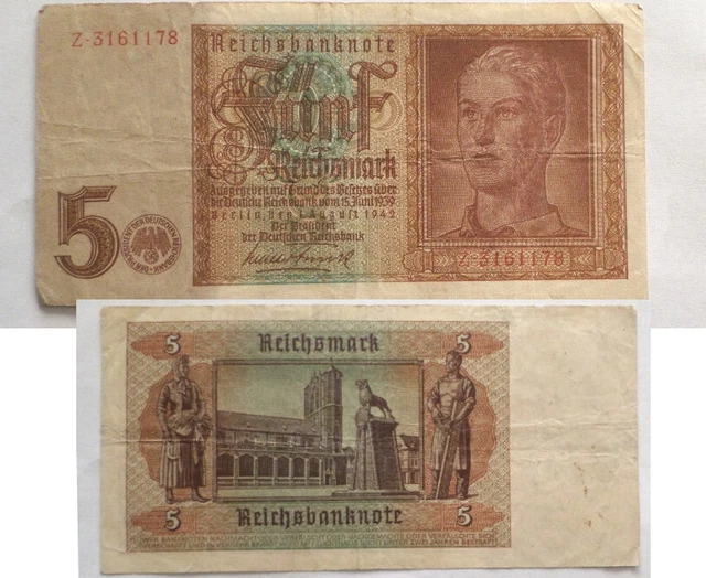 BERLIN 1942 5 Reichsmark Banknote "Hitler-Junge" German Paper money ...