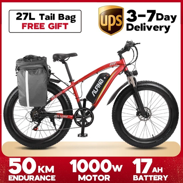 26“ ELECTRIC BIKE 1000W 48V City Fat Tire Bicycle E-bike Shimano E ...
