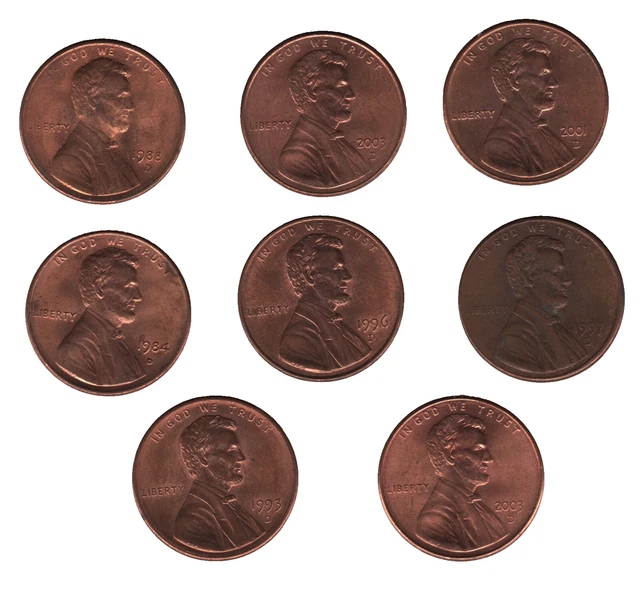 SMALL COLLECTION OF 8 USA Lincoln Memorial Cents – D Mintmark £3.00 ...