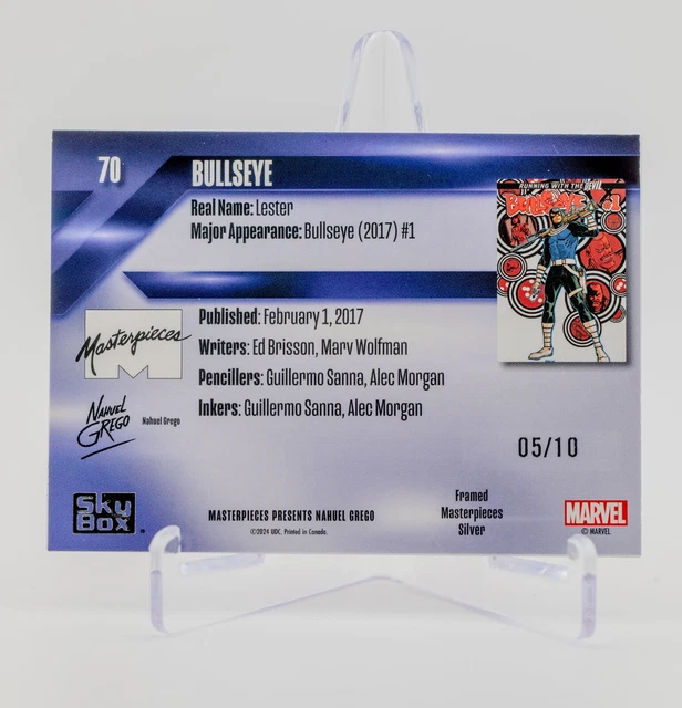 2024 MARVEL MASTERPIECES Nahuel Grego #70 Bullseye - Silver framed /10 ...