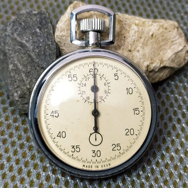 SOVIET POKCET STOP watch AGAT mechanical cal.4282 15 jewels vintage ...