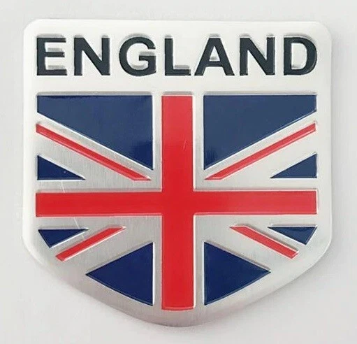 ENGLAND ALUMINIUM METAL Sticker Car Badge Adhesive Flag Uk Stock London ...