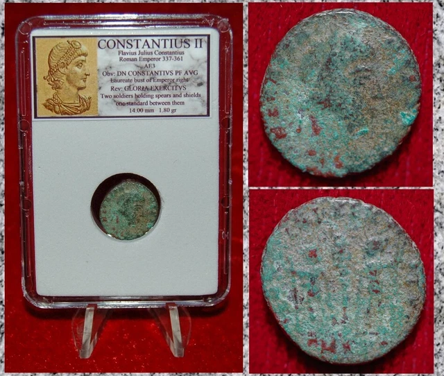 ANCIENT ROMAN EMPIRE Coin CONSTANTIUS II Two Roman Soldiers "Glory of ...