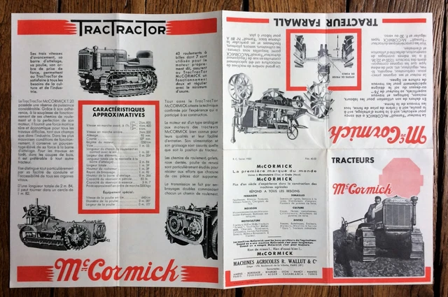 RARE GRAND DÉPLIANT,& Mc Cormick", Tracteur,Tractractor,22/36,Farmall,10/20, EUR 10,00 - PicClick FR