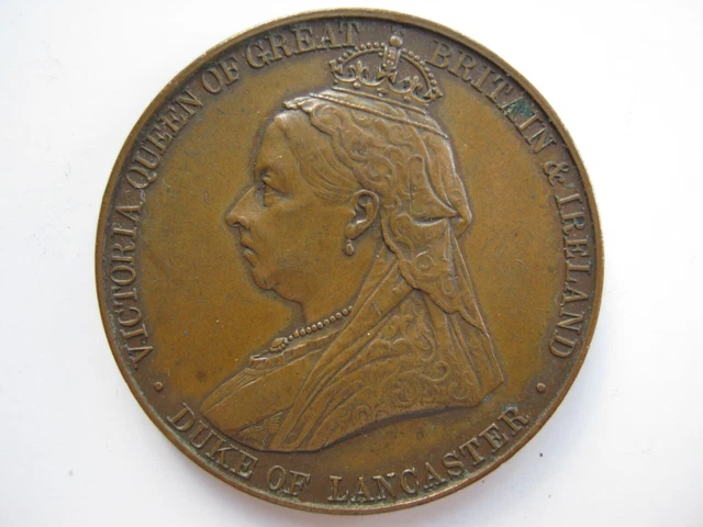 1897 QUEEN VICTORIA Diamond Jubilee medal for Lancaster copper 37mm ...