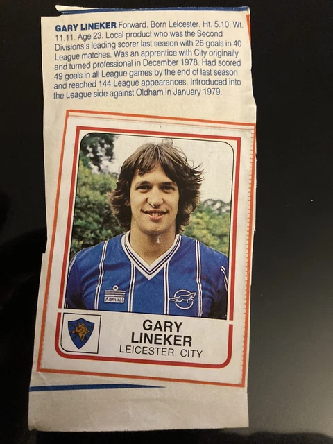 PANINI FOOTBALL 84 Sticker Cut From Album - Gary Lineker Leicester City ...