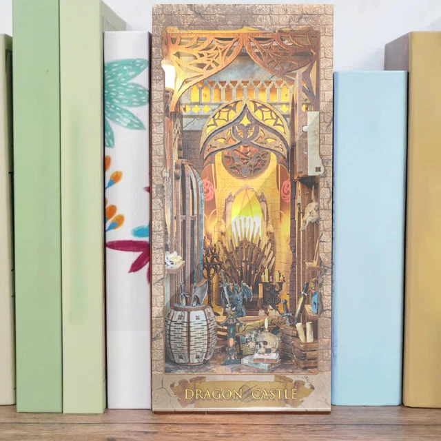 DIY BOOK NOOK Kit 3D Wooden Puzzle Bookshelf Insert Decor with Light. £ ...